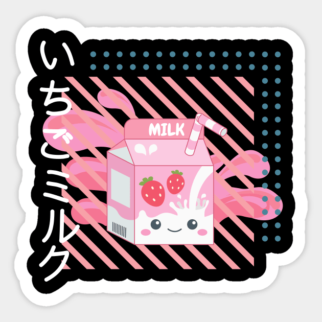 Kawaii Strawberry Milk Strawberry Milk Sticker Teepublic